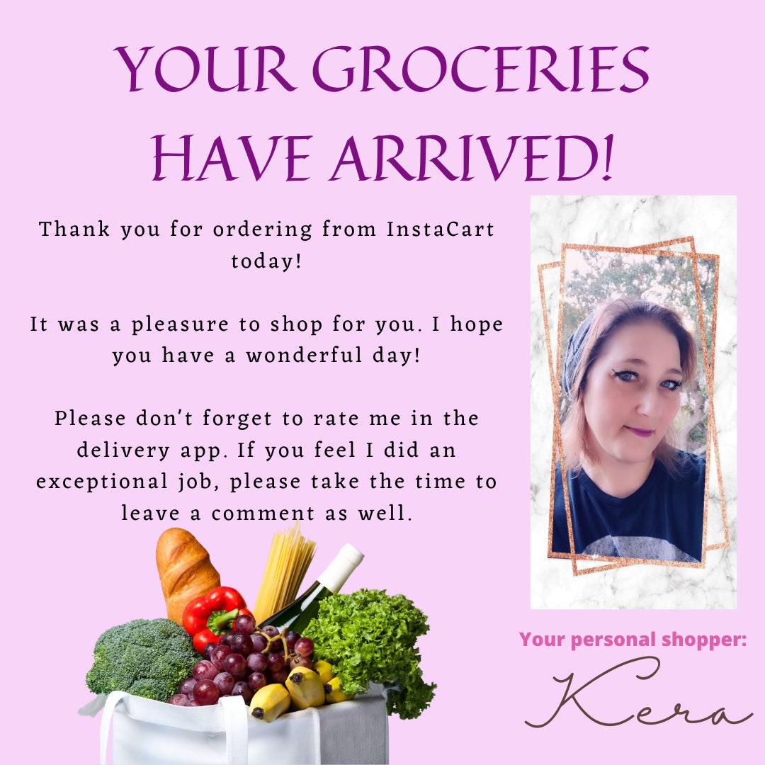 Delivery Thank You Note Personalized Message Instacart Doordash Ratings ...
