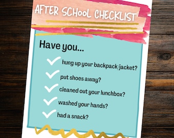 EDITABLE After School Checklist - Etsy