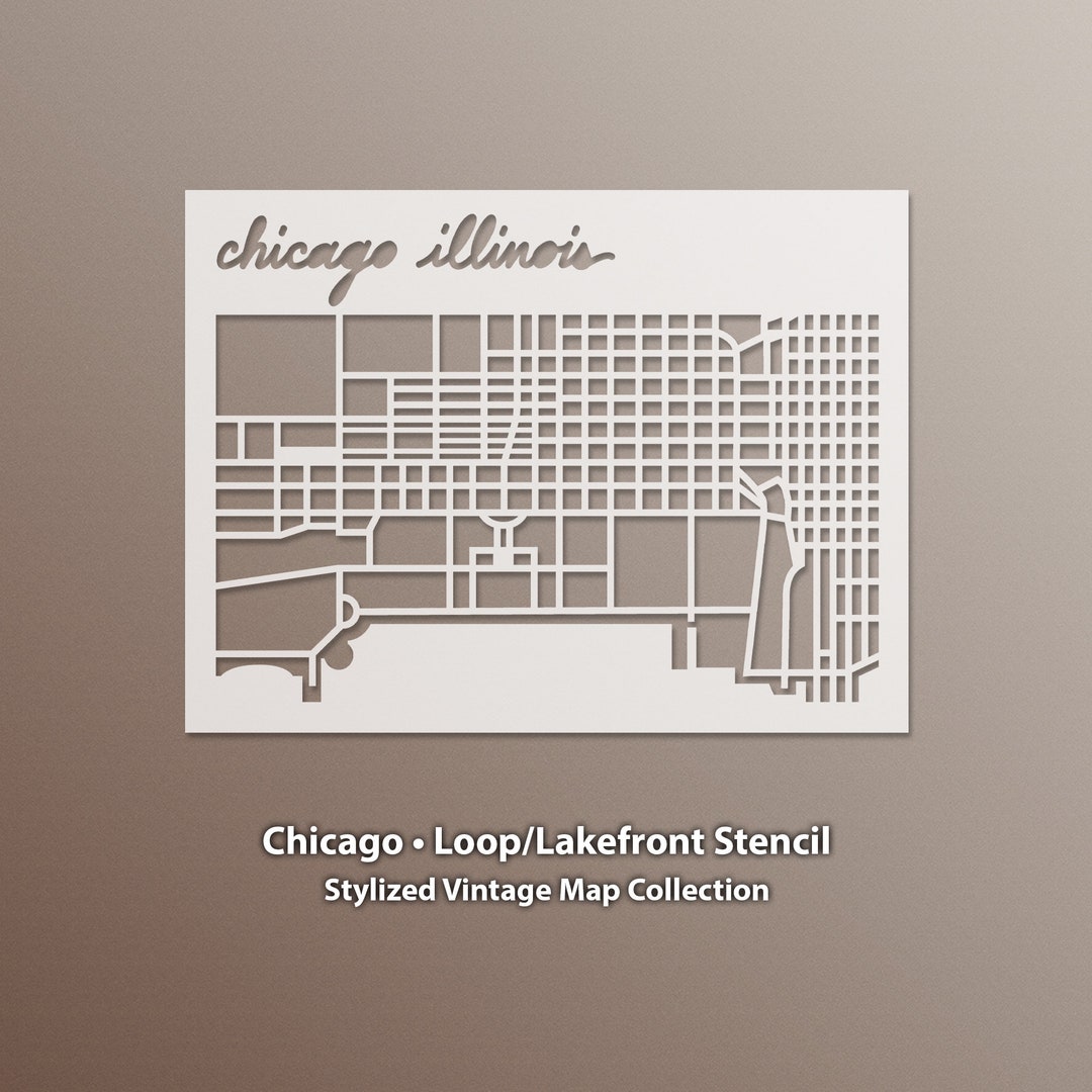Chicago, Loop/lakefront Map Stencil, Stylized Vintage Map Collection - Etsy