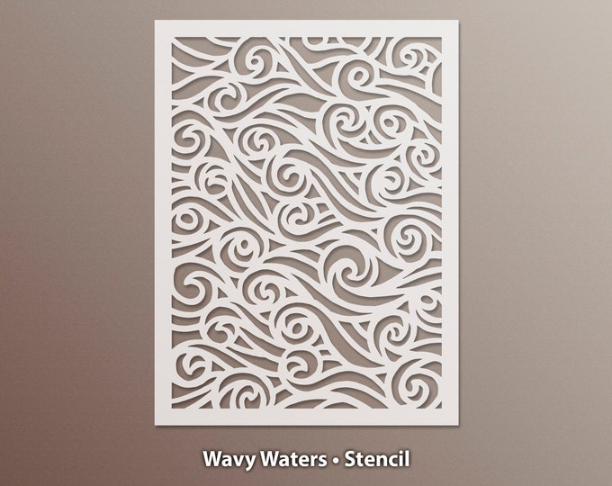Wavy Waters Stencil - Etsy