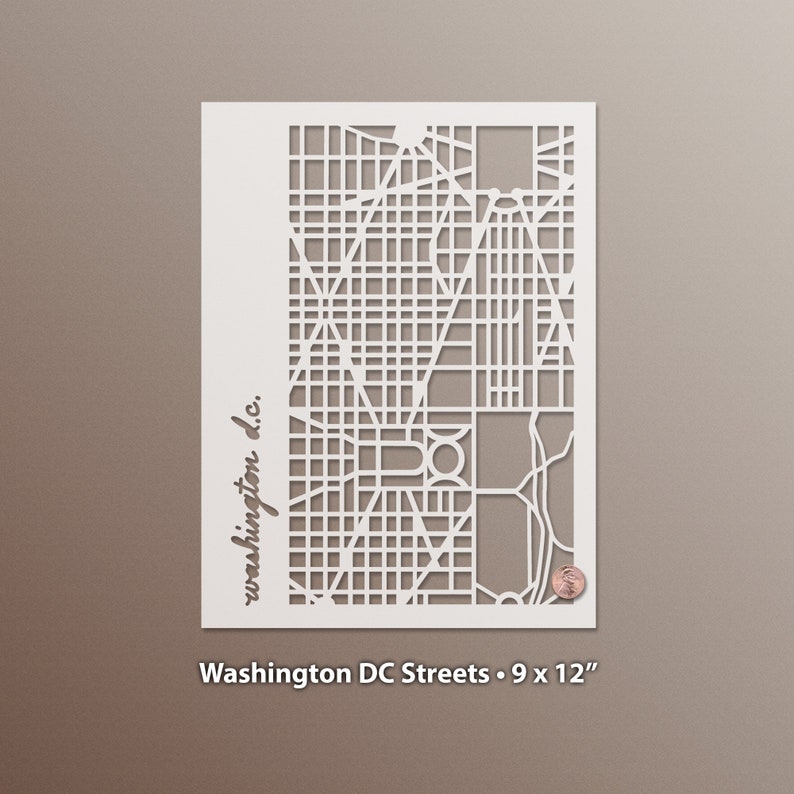 Washing DC Streets & Area Map Stencils Stylized Vintage Map - Etsy