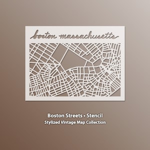 Boston Streets Map Stencil, Stylized Vintage Map Collection - Etsy