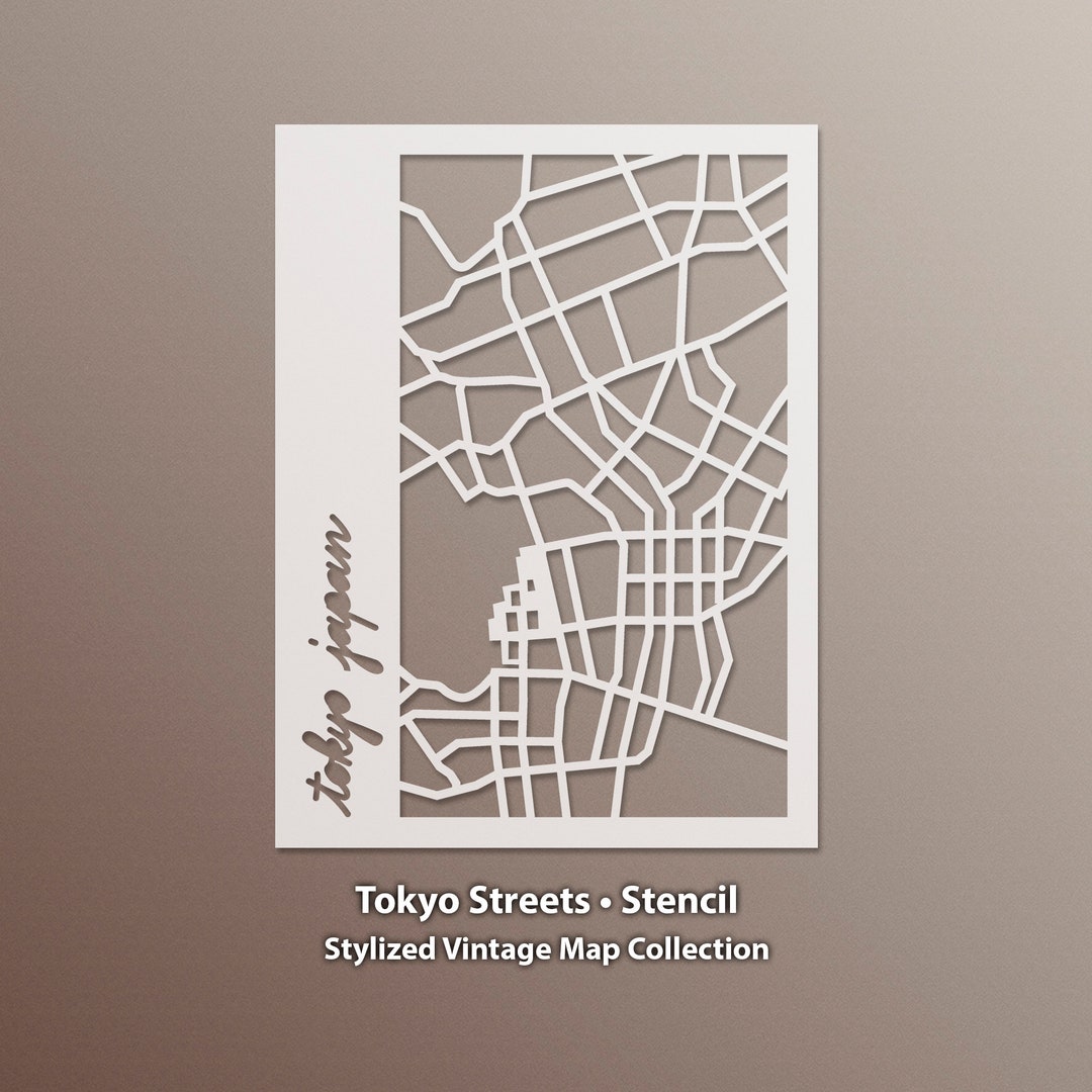 Tokyo Streets Stencil, Stylized Vintage Map Collection - Etsy