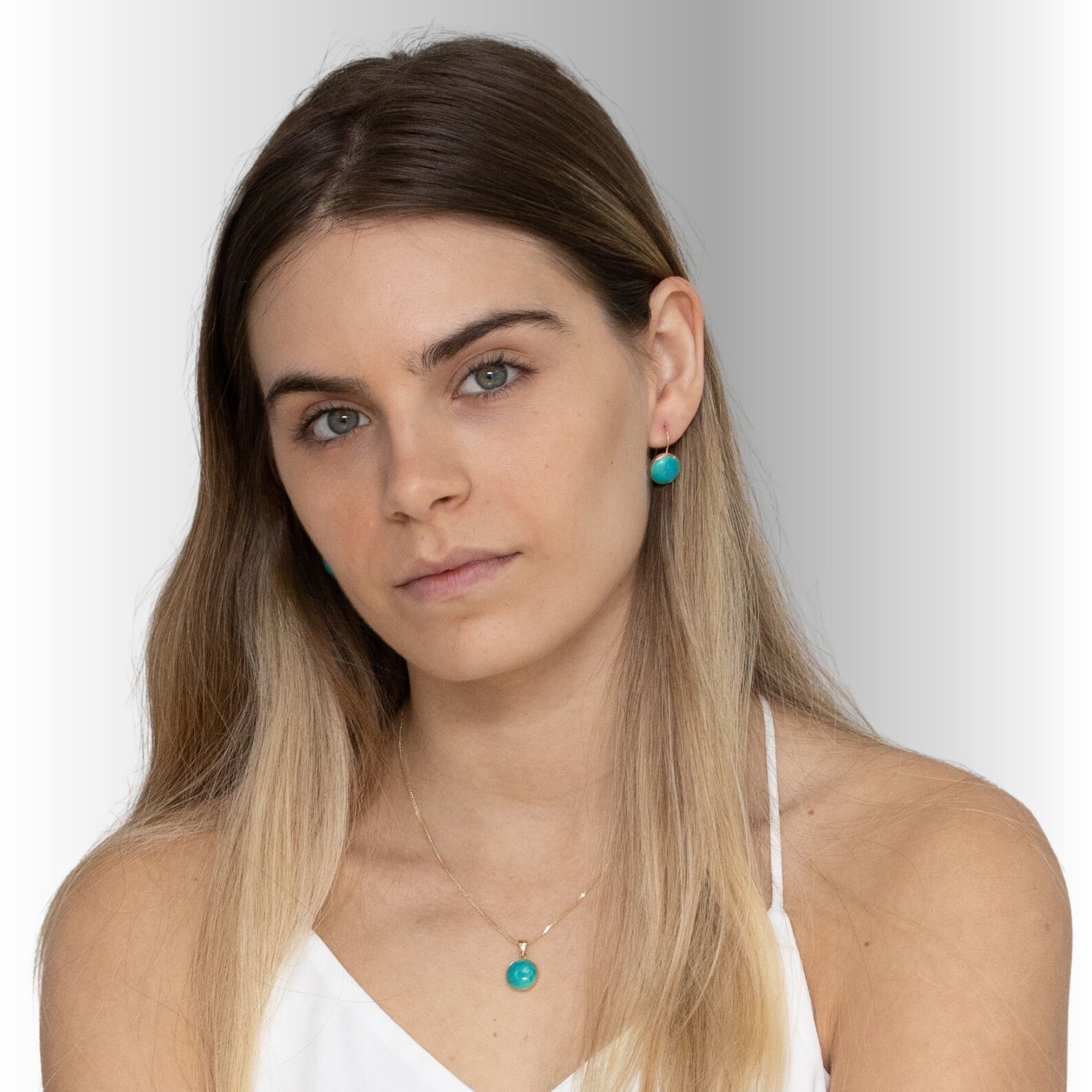 Turquoise Pendant Solid Gold Necklace Pendant 14K Gold - Etsy