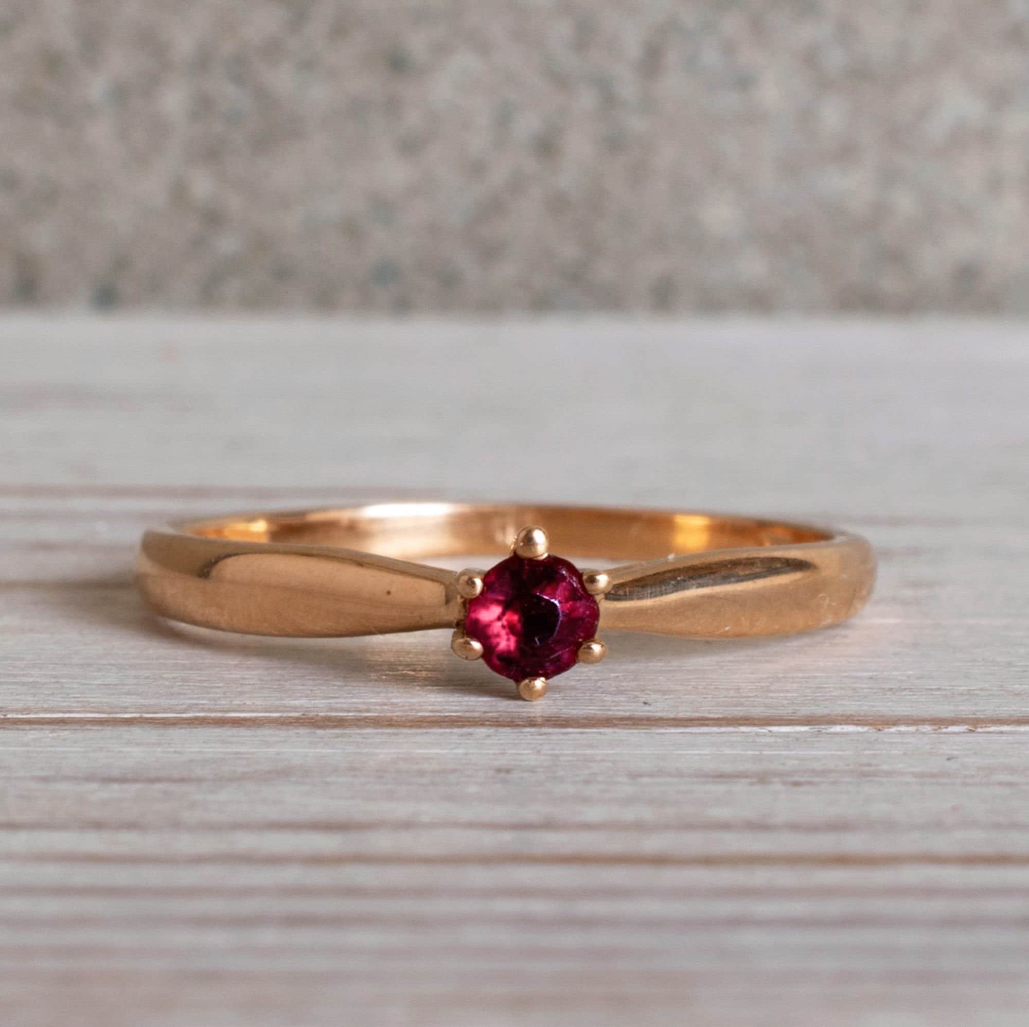 14K Gold Red Ruby Ring Ruby Promise Ring Vintage Ruby Ring - Etsy