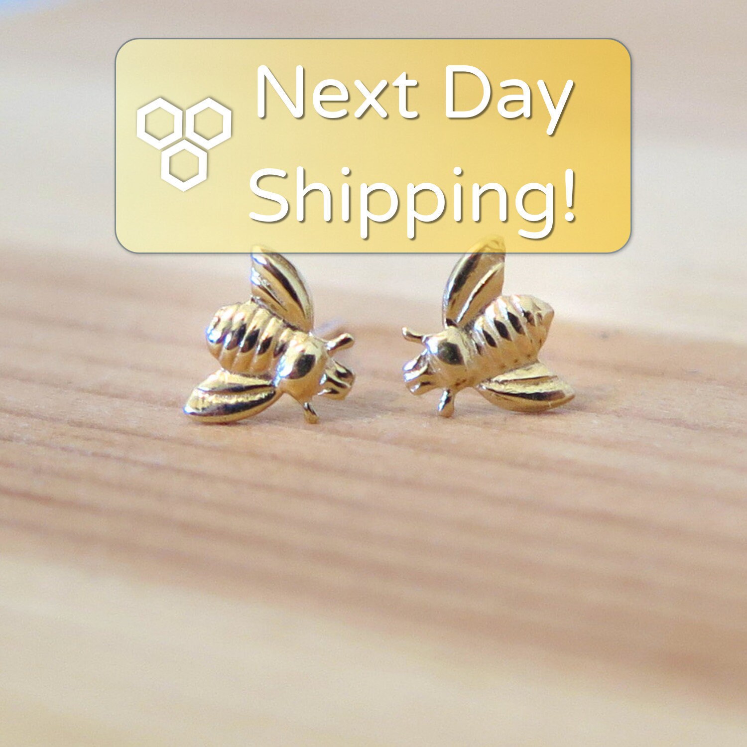 14K Gold Honey bee Earrings Bees jewelry Bee jewelry Gold | Etsy