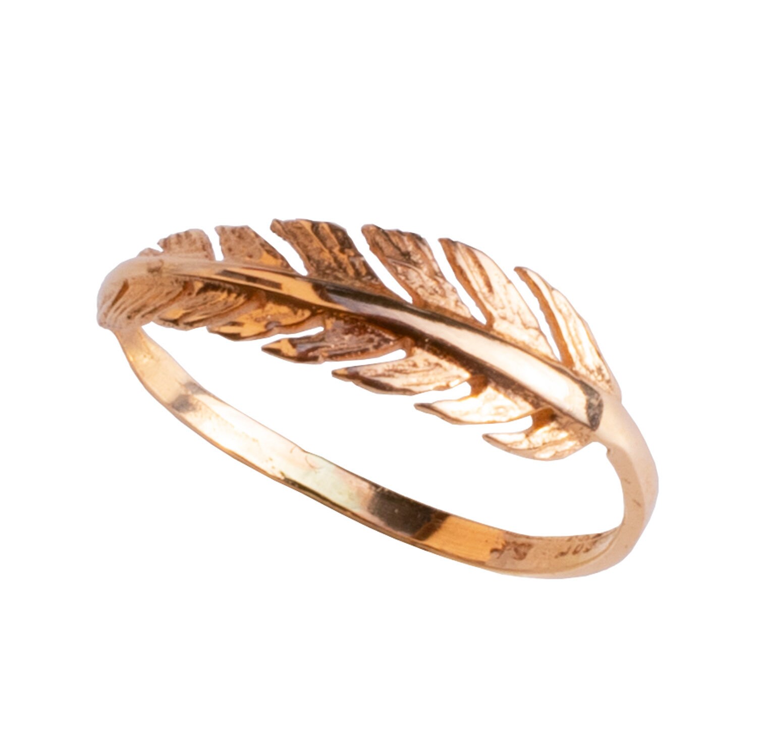 14K Rose Gold Feather Ring Feather Gold Ring 14K Rose Gold | Etsy