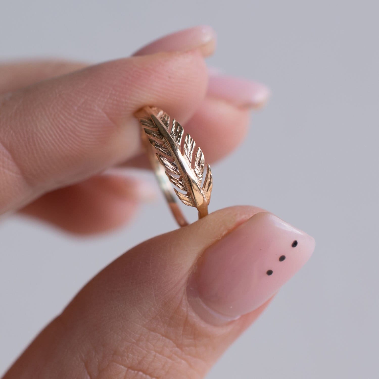 Rose Gold Feather Ring - Etsy