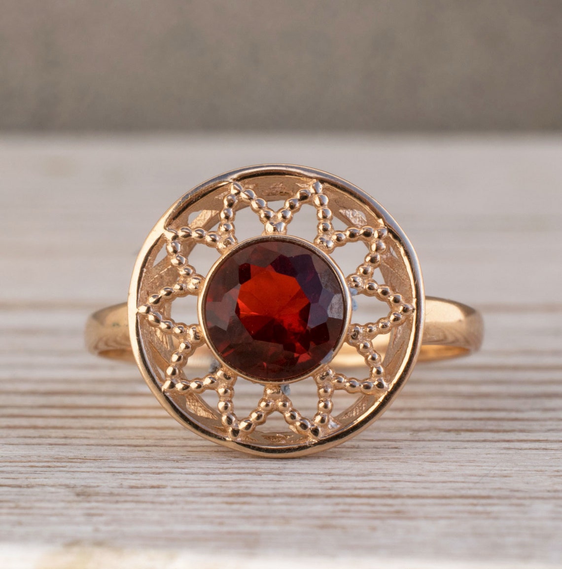 Garnet Ring 14k Rose Gold Ring Garnet Jewelry Solid Gold - Etsy