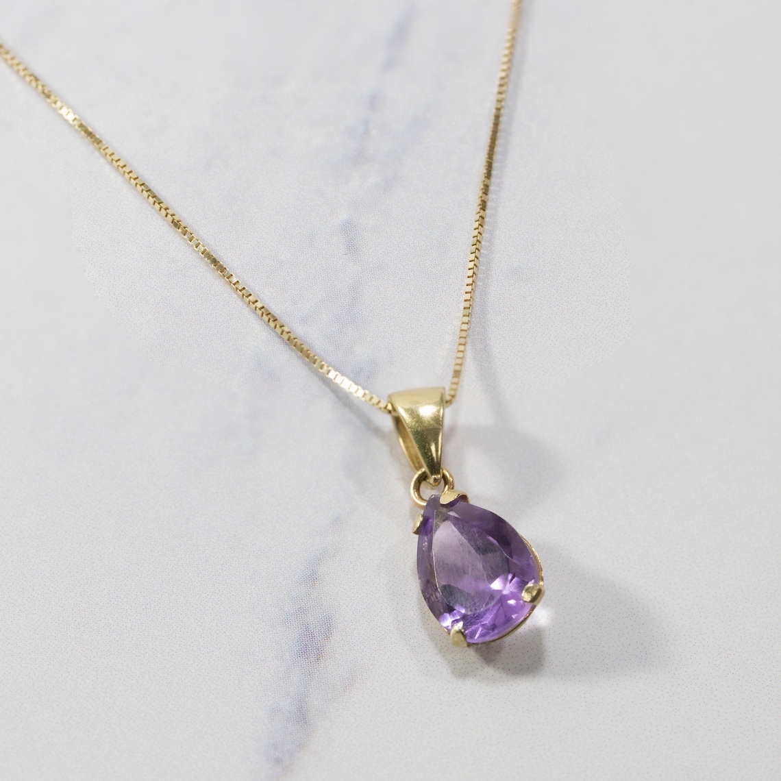 Amethyst Pendant Necklace Solid Gold Necklace for Women - Etsy