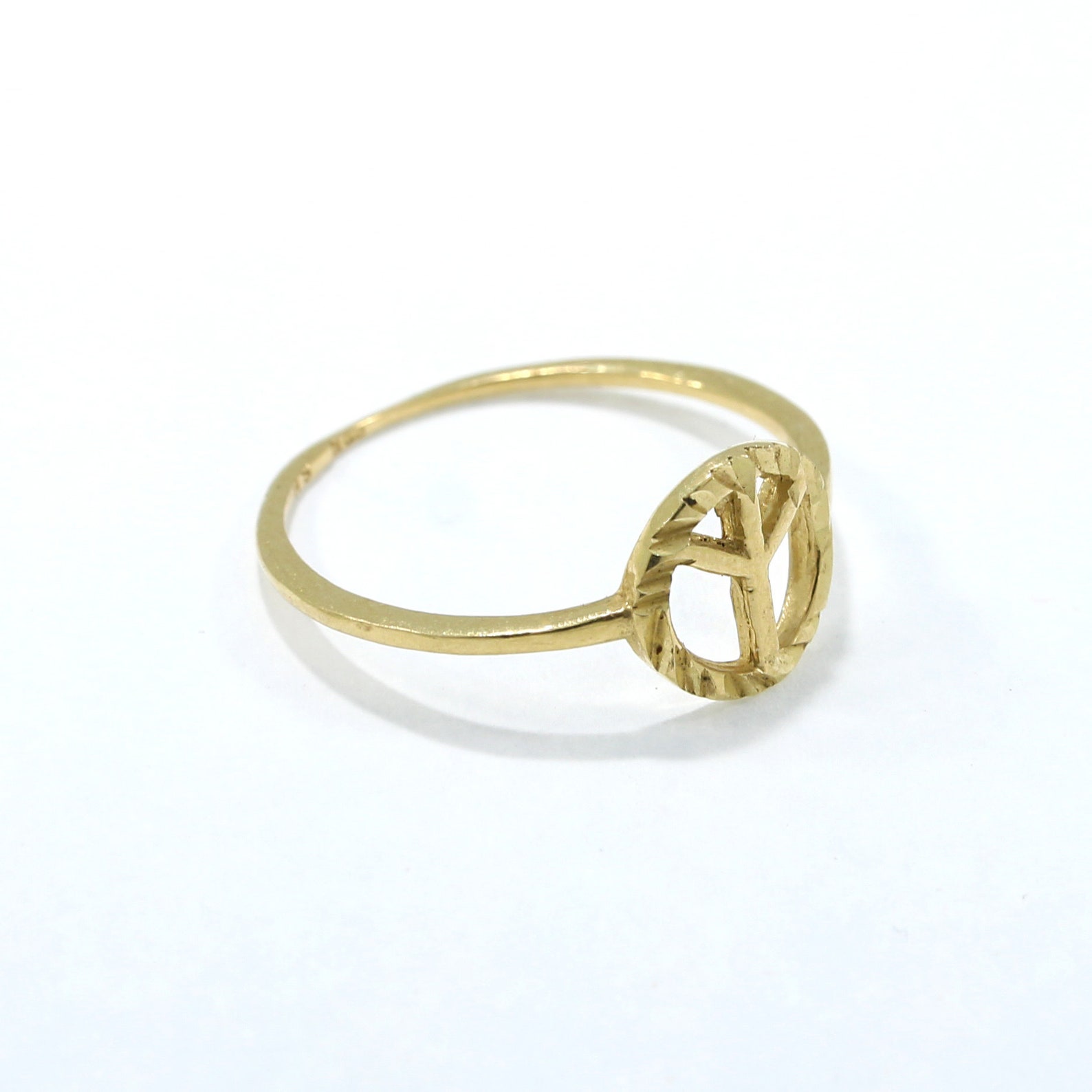14K Solid Yellow Gold Peace Sign Ring Boho Style Delicate - Etsy