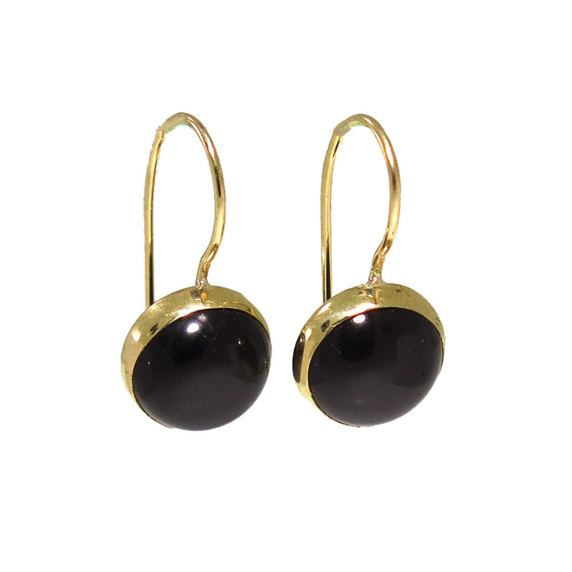 14K Gold Onyx Earrings Black 8Mm Onyx Gemstone Earrings | Etsy