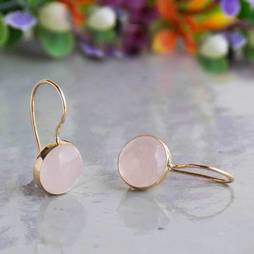 Rose Quartz Earrings 14k Gold Fill Studs Soft Pale Pink - Etsy