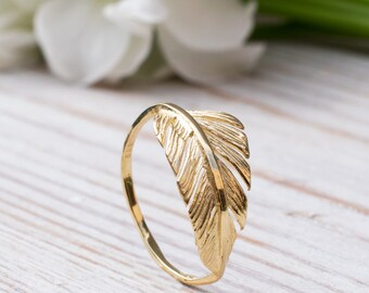 Gold Feather Ring - Etsy