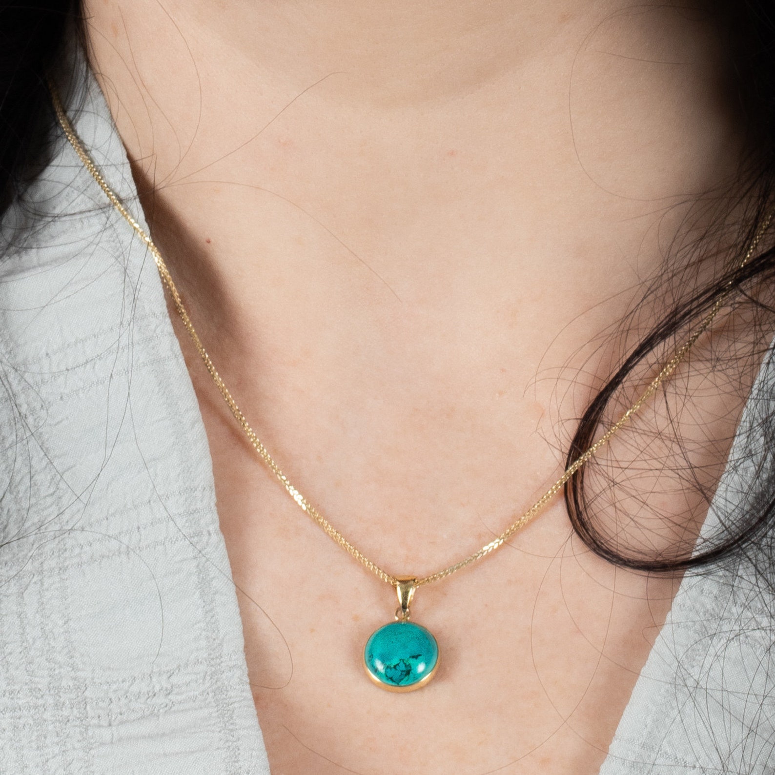 Turquoise Pendant, Solid Gold Necklace Pendant, 14K Gold Necklace, Boho ...