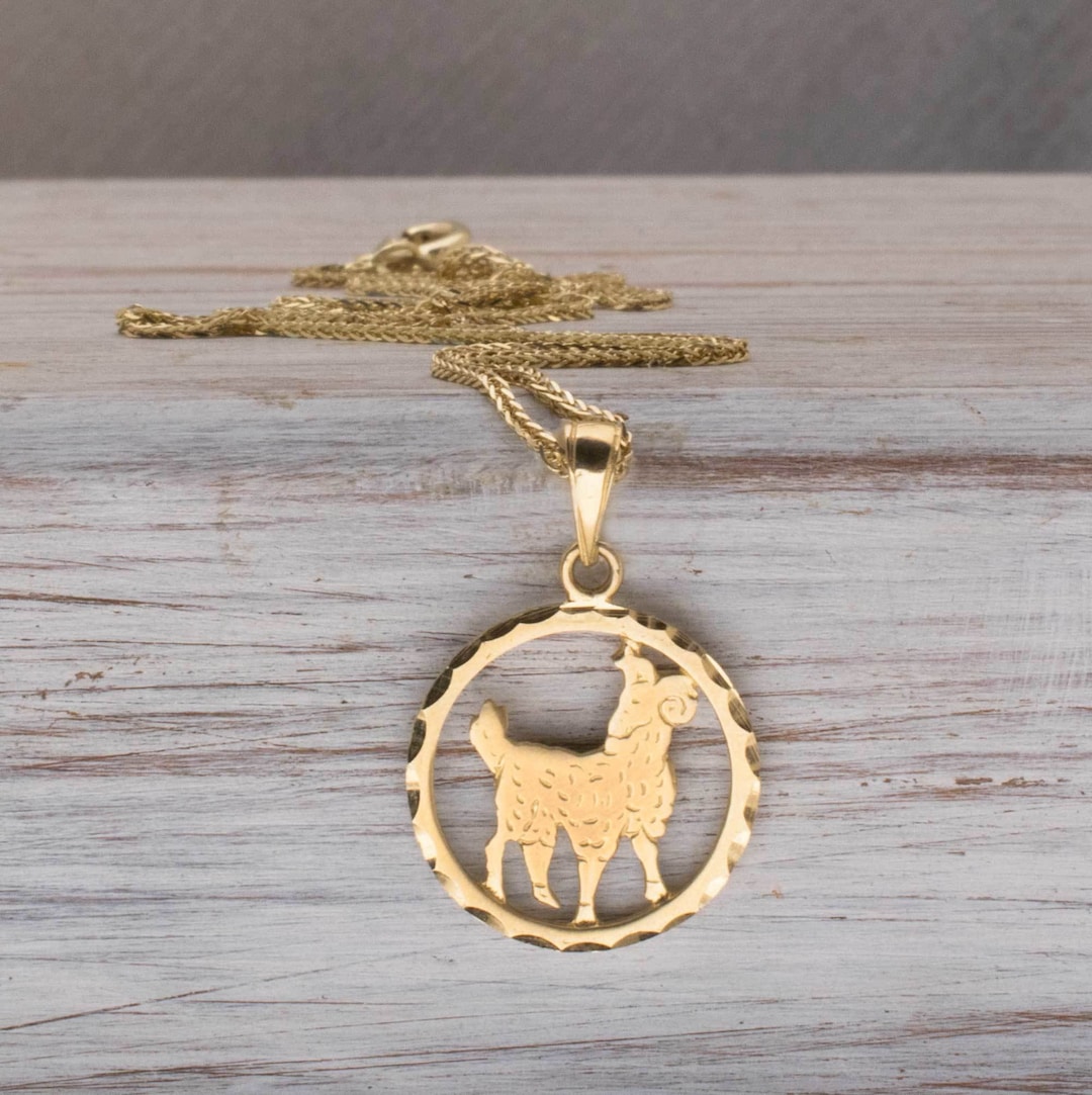Aries Gold Necklace, 14K Gold Pendant Necklace, Aries Necklace, Zodiac ...
