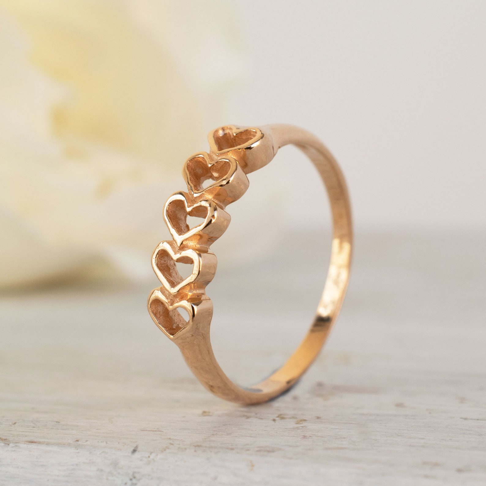 Heart Ring14k Rose Gold Ring Solid Gold Ring Rose Gold - Etsy