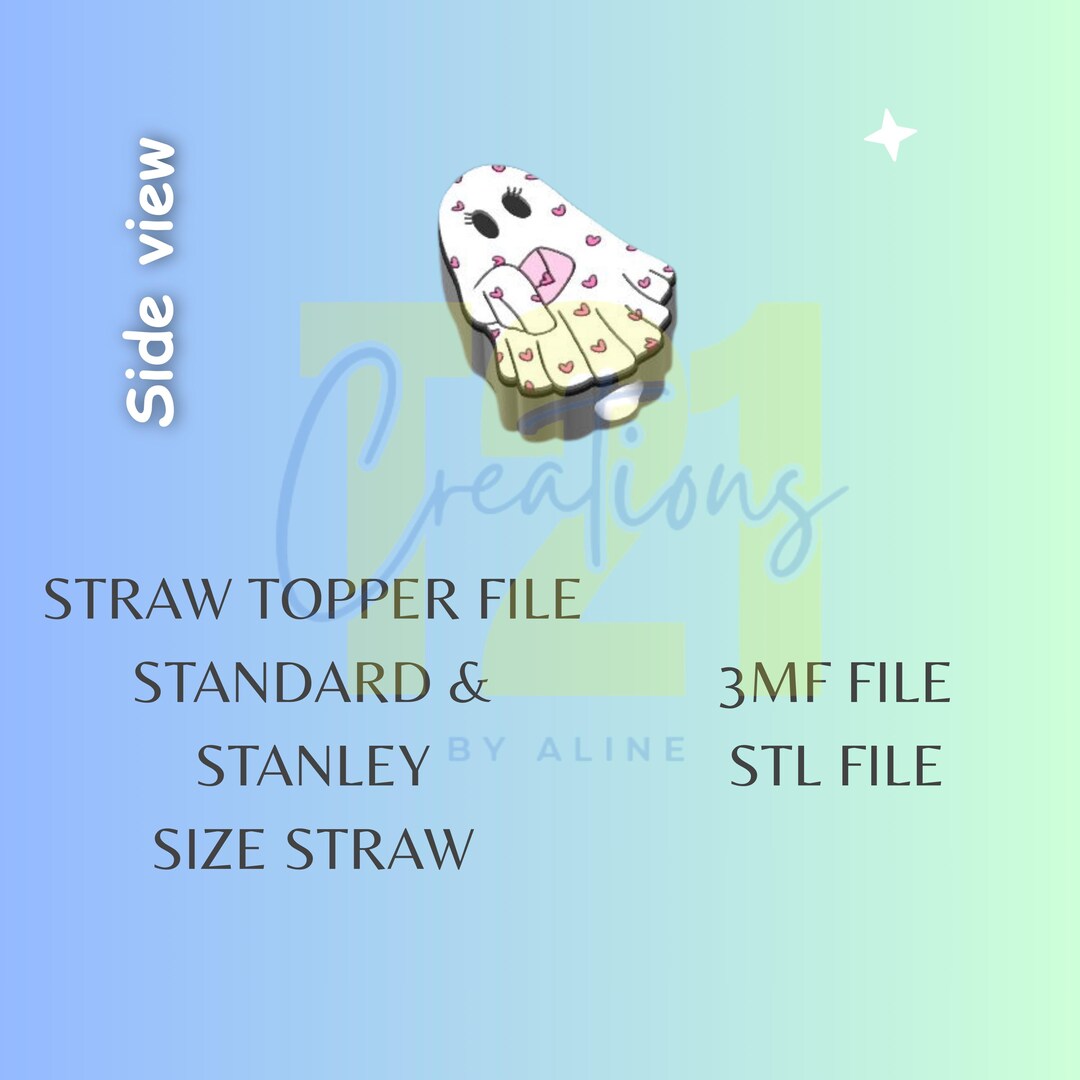 Heart Ghost Straw Topper 3D STL 3MF File Download - Etsy