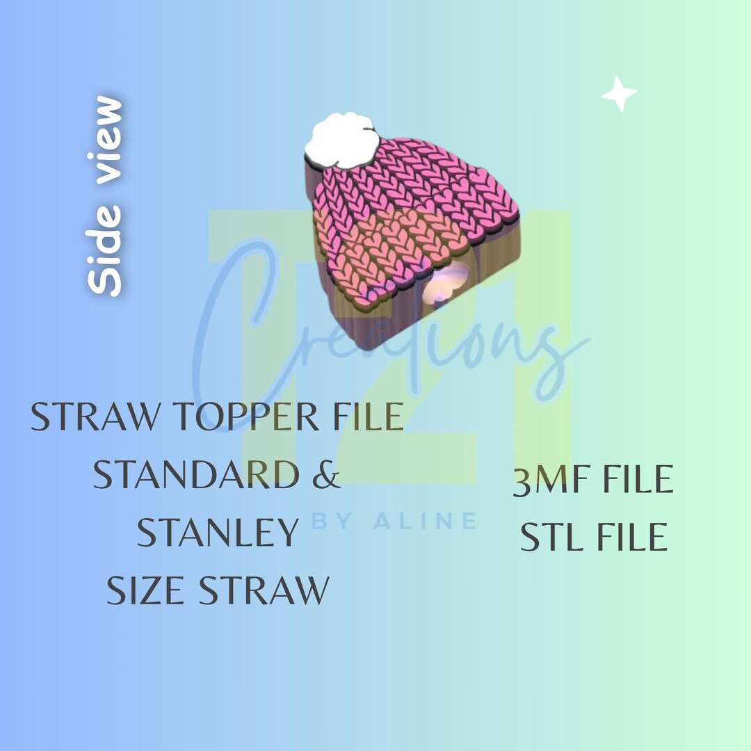 Beanie Crochet Straw Topper 3D STL 3MF File Download - Etsy