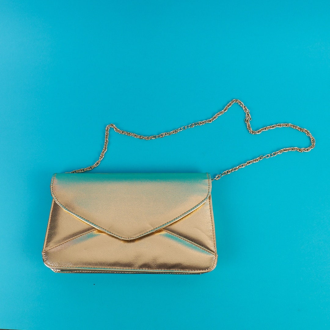 Vintage Golden Mini Shoulder Bag/ Retro Handbag/ Shiny Glossy Brilliant ...