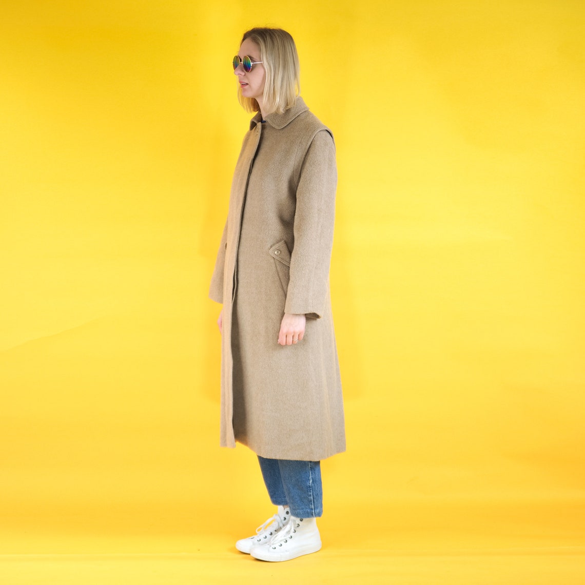 Vintage Women Beige Wool Coat/ Classic English Overcoat/ Long | Etsy