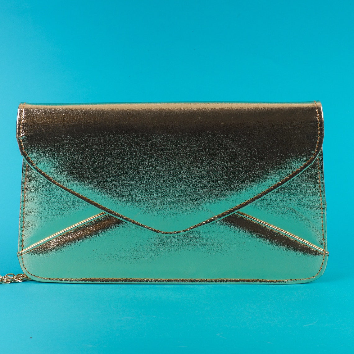 Vintage Golden Mini Shoulder Bag/ Retro Handbag/ Shiny Glossy Brilliant ...