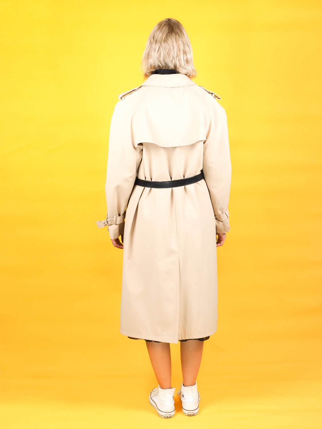 Vintage Classic Trench Coat/ Beige White Duster Coat/ English | Etsy