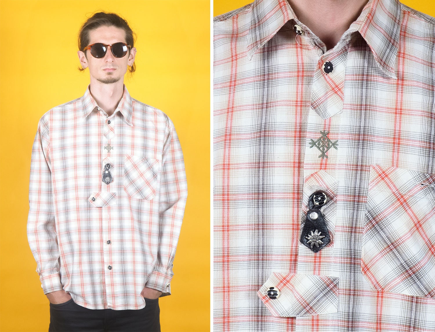 Vintage Men Landhaus Shirt/ German Folk Oktoberfest Shirt/ Hunting ...