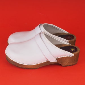 Vintage Swedish Wood Clogs/ White Sandals/ Wooden Platform Clogs/ Hoof ...