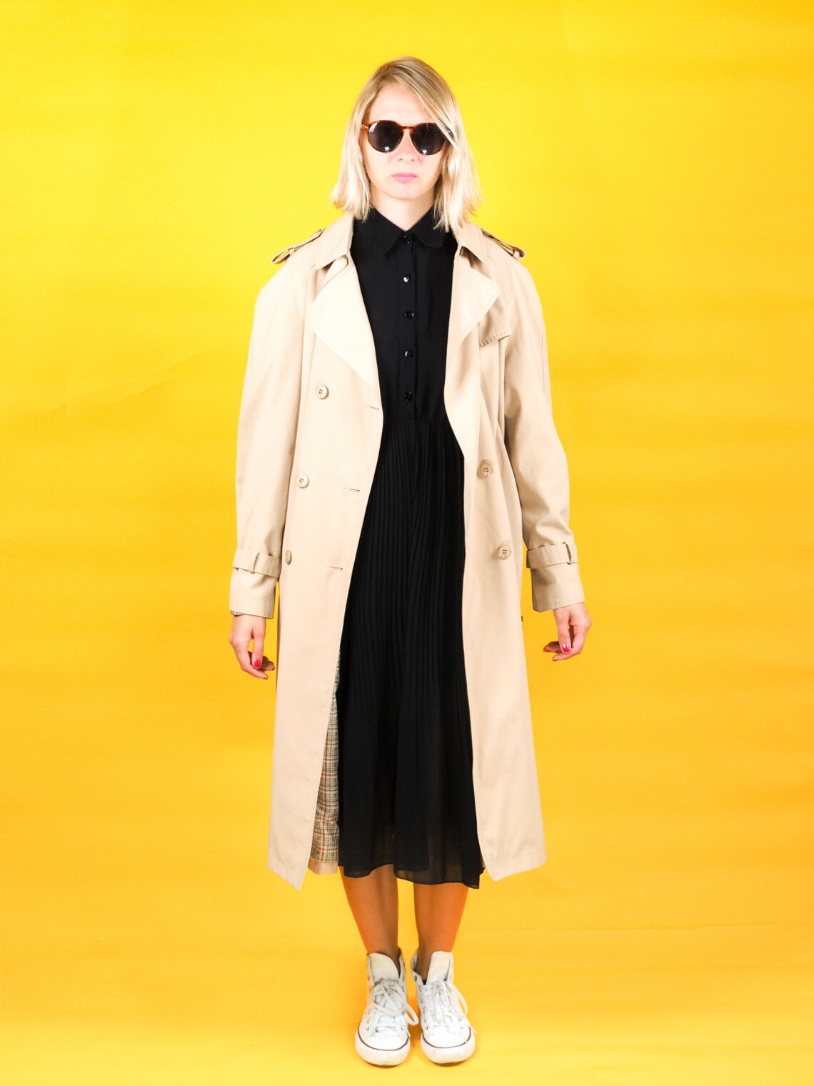 Vintage Classic Trench Coat/ Beige White Duster Coat/ English | Etsy