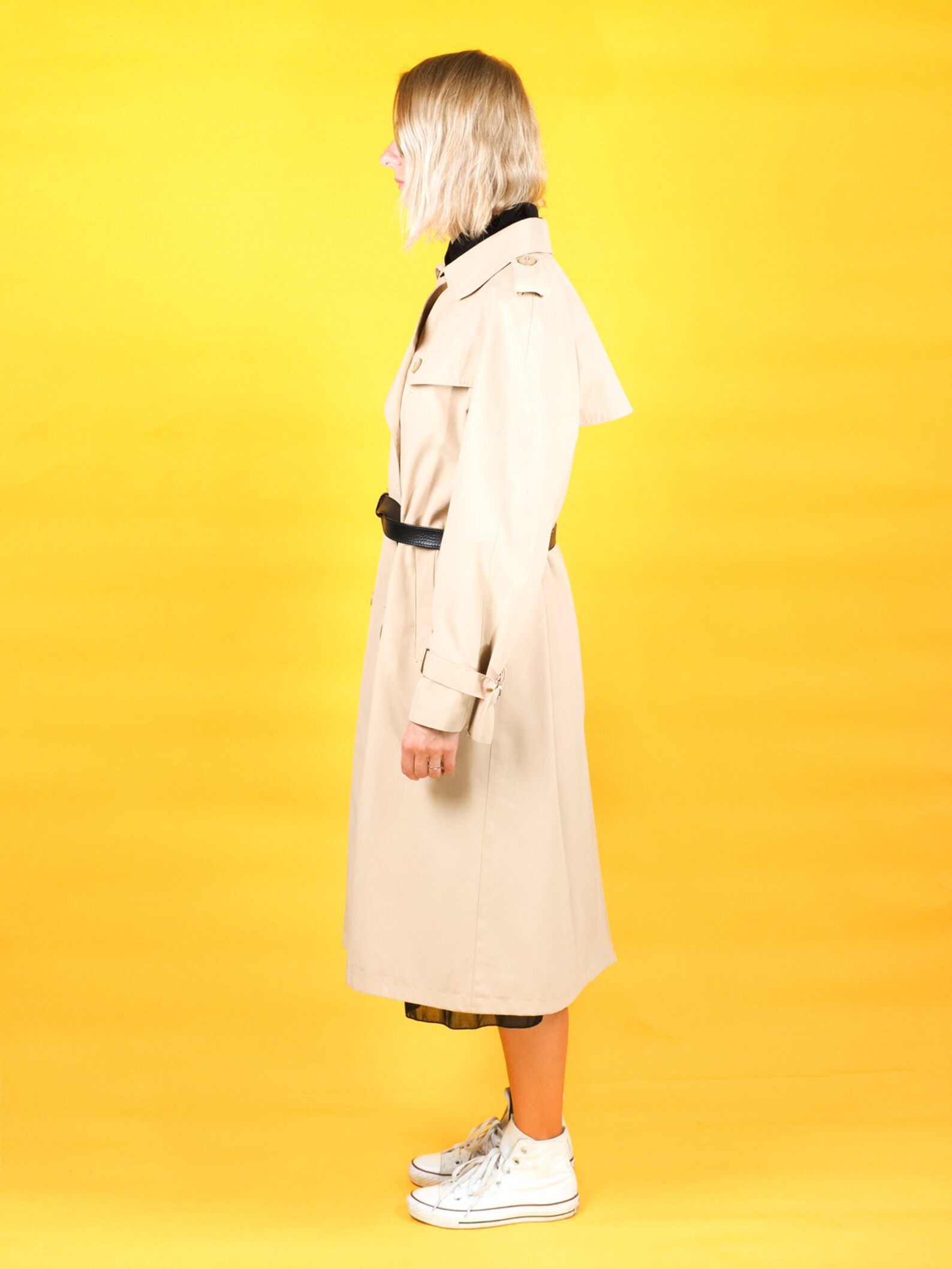 Vintage Classic Trench Coat/ Beige White Duster Coat/ English - Etsy