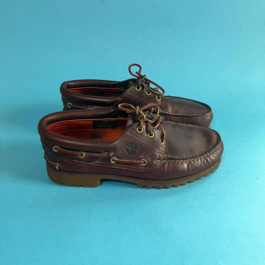 Vintage Timberland Men Brown Leather Boat Shoes/ Docksides Loafers ...