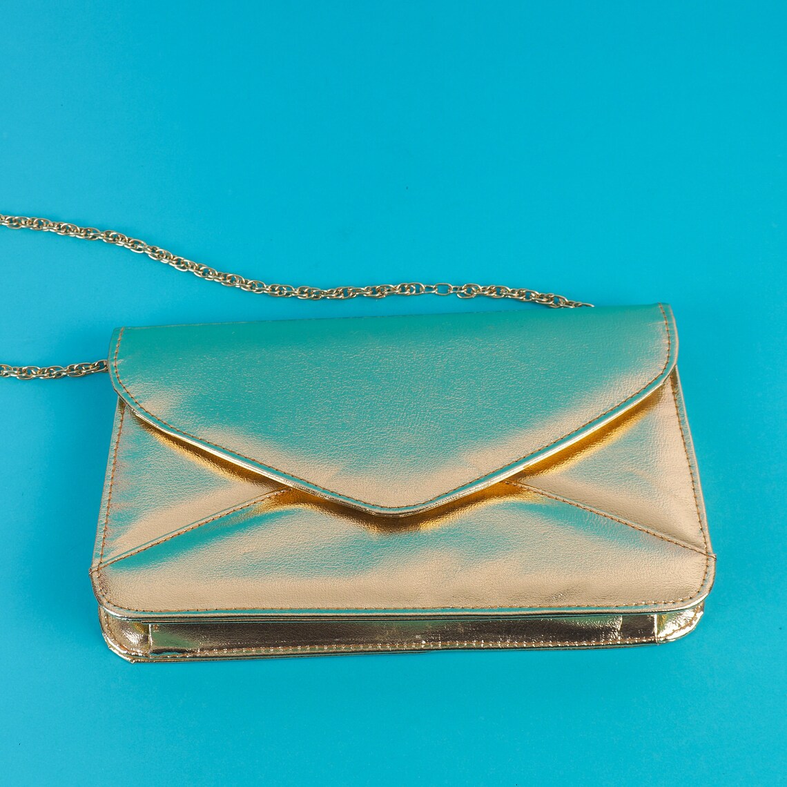 Vintage Golden Mini Shoulder Bag/ Retro Handbag/ Shiny Glossy Brilliant ...