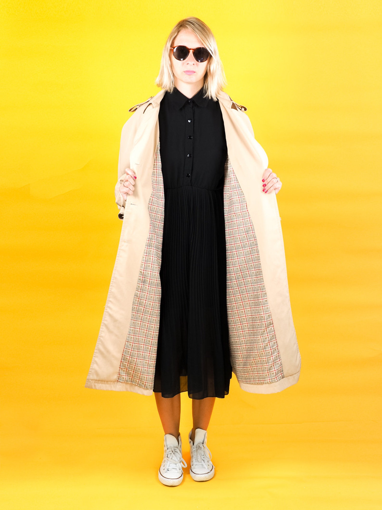 Vintage Classic Trench Coat/ Beige White Duster Coat/ English - Etsy