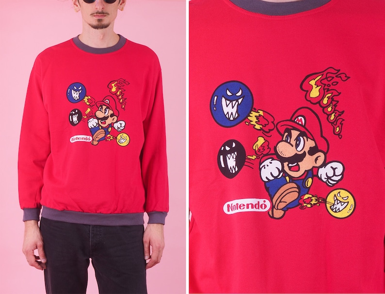 Vintage Nintendo Super Mario Pullover/ Red Gaming Jacket/ - Etsy