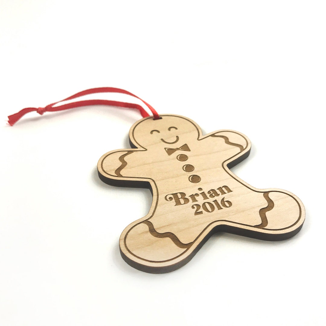 Gingerbread Man Christmas Ornament Wooden Ornament Handmade Gift Custom ...