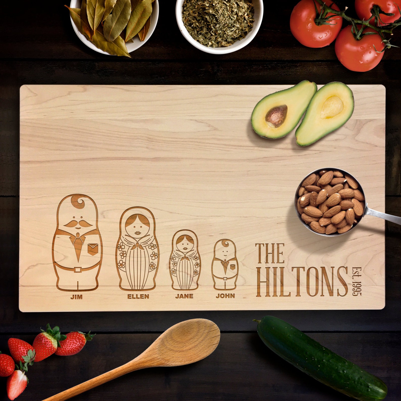 Custom Cutting Board Personalized Babushka Family Name Wedding - Etsy