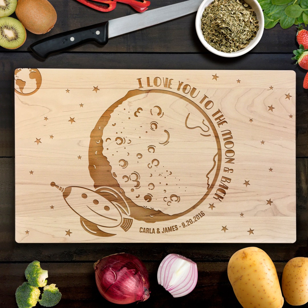 Cutting Board Personalized Love You to the Moon and Back Laser Engraved ...