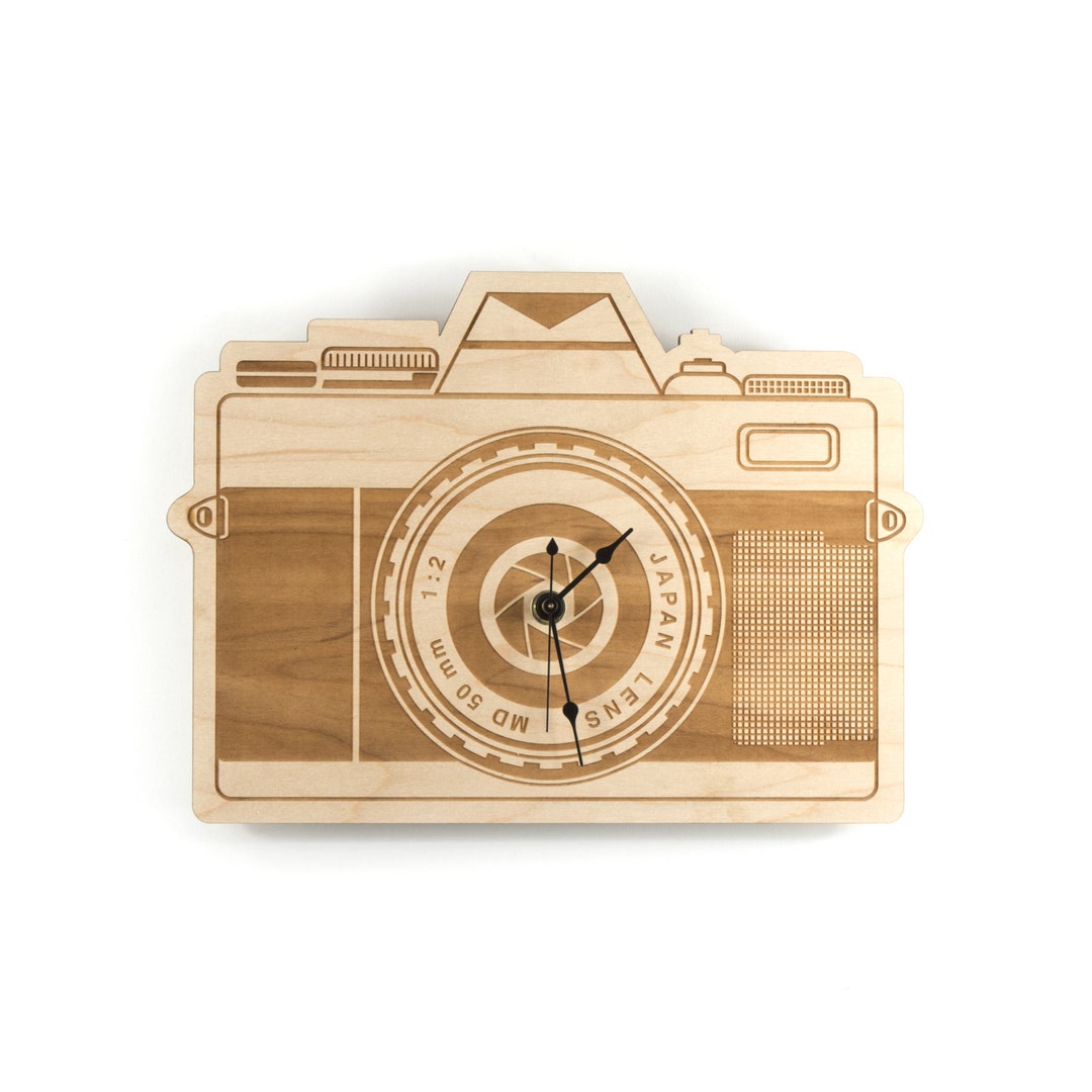 Large Wood Clock Camera Clock Maple Wood Gifts for Photographers ...