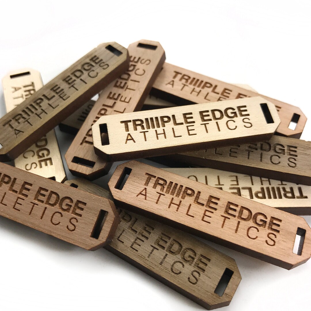 Custom Wood Tag 2inch X .50inch Side Slit Hole Branding Brand Buttons ...