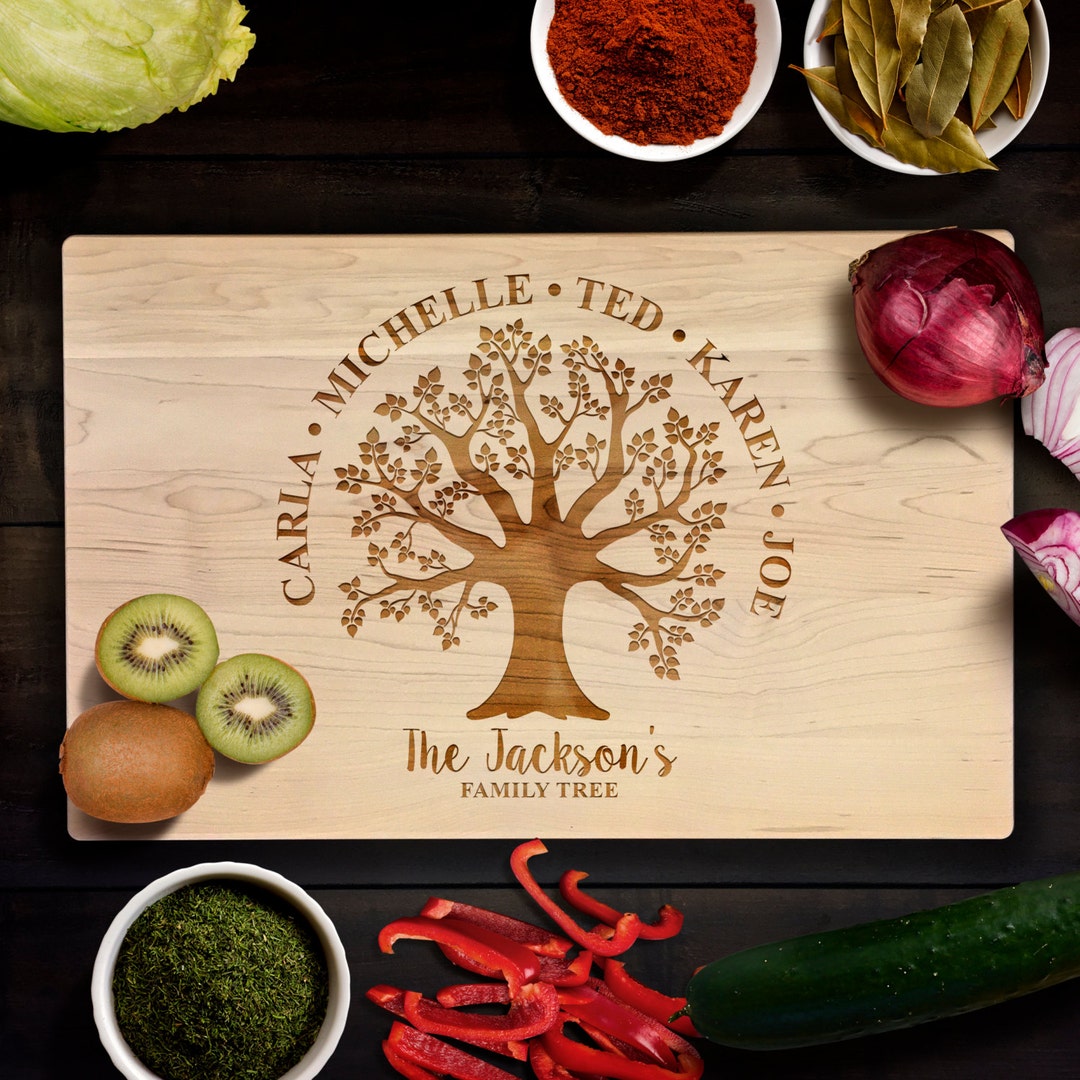 Family Tree With Customized Names Cutting Board Housewarming, Wedding ...