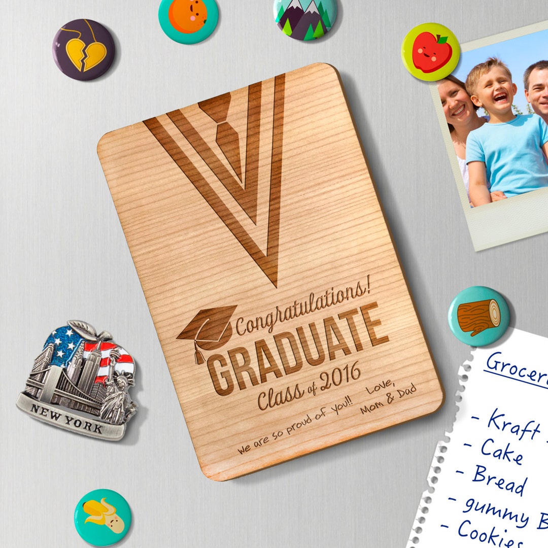 Personalized Graduation Wood Greeting Card FRIDGE MAGNET 4X6 Wedding ...