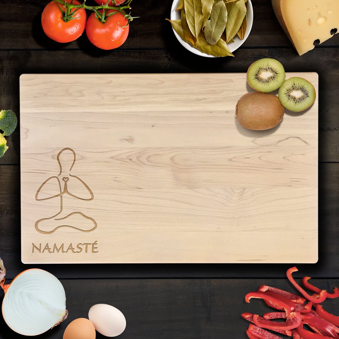 Maple Cutting Board Namaste Prayer Pose Personalized Anniversary Gift ...