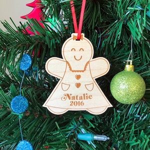 Gingerbread Girl Christmas Ornament Wooden Ornament Handmade Gift ...
