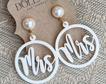 Mrs. Earrings Mrs. Beaded Earrings Bride Earrings Bridal - Etsy