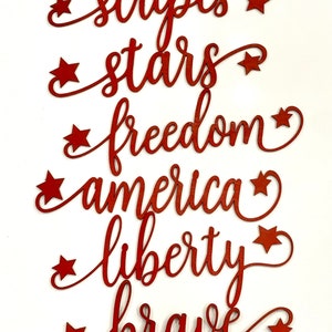 Patriotic Words - Table Word Cards - Dining Room Decor - Red White Blue ...