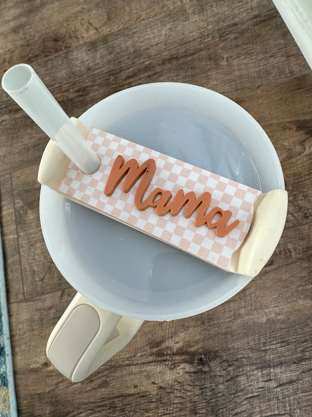 Personalized Tumbler Tag 30ou Tumbler Tag Neutral Checkered Tumbler Tag ...