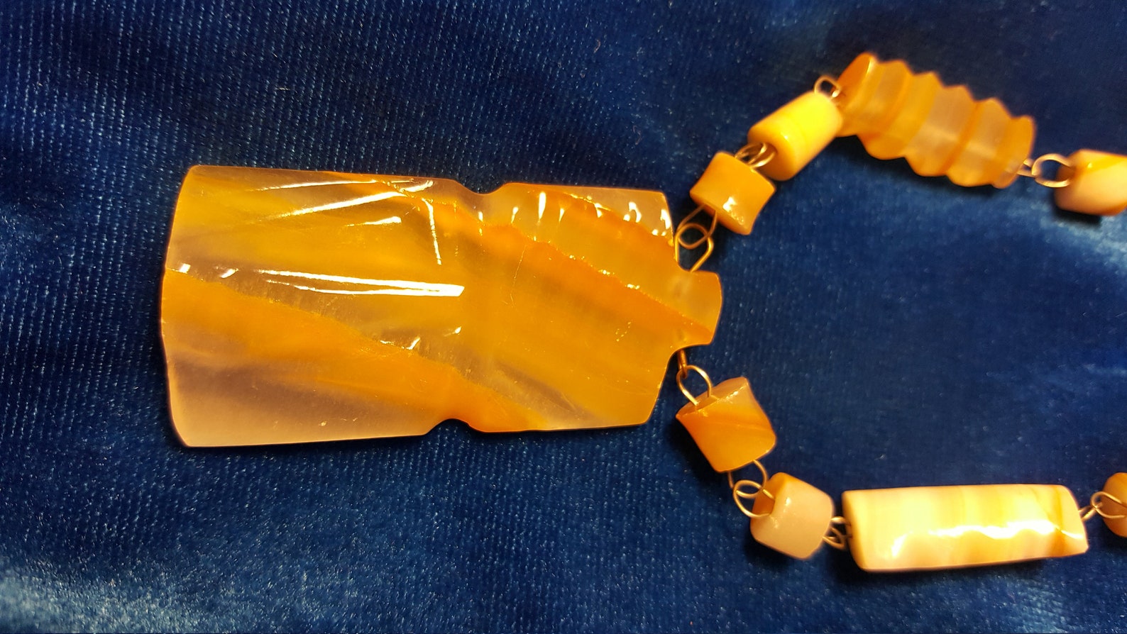 Italian Onyx Necklace Unique Pastel Yellow & White Hand | Etsy
