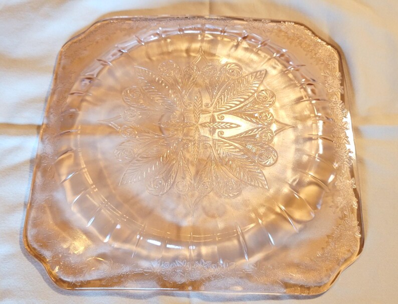Pink Depression Era Jeannette Glass 9" Square Plate - "adam" Pattern ...