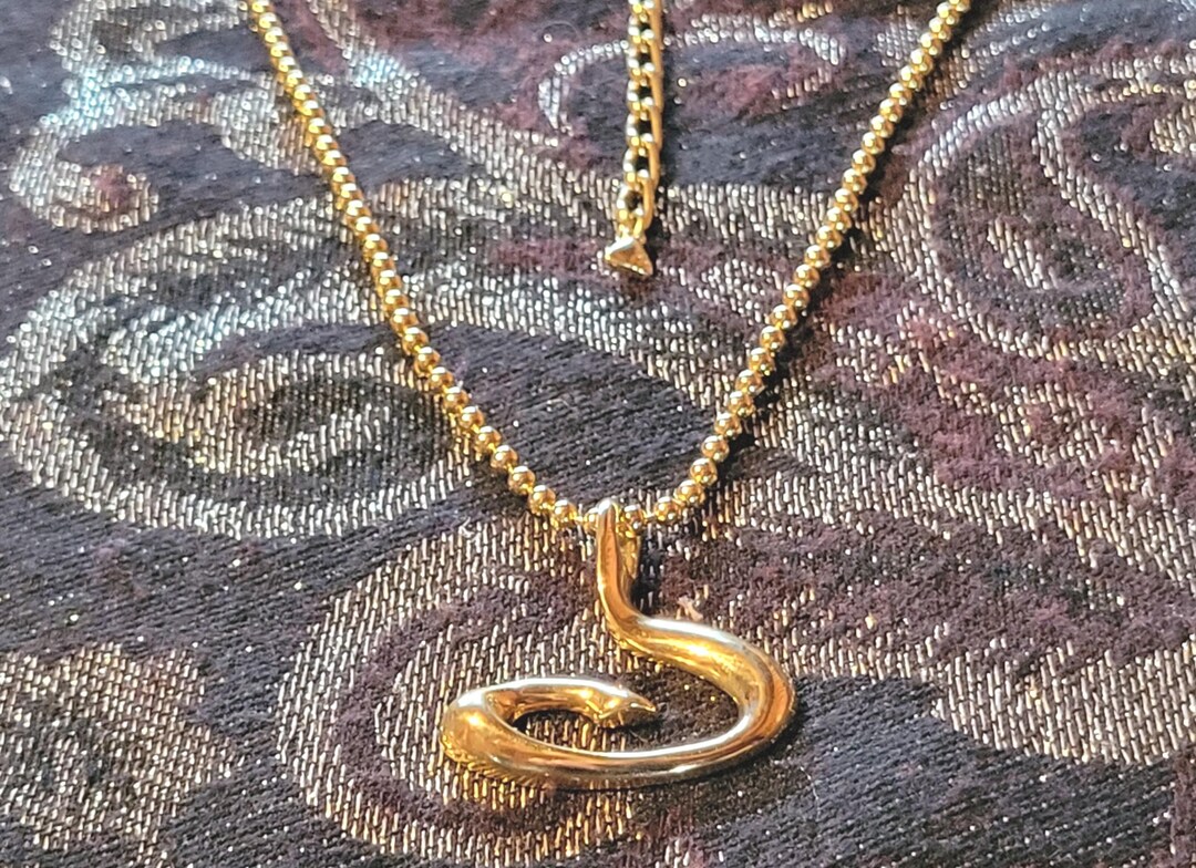 Modernist 14kt Gold Plated Pendant Necklace - Liz Claiborne 30" Bead ...